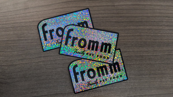 Fromm Logo Holographic Sparkle Stickers – Fromm Family Foods Shop